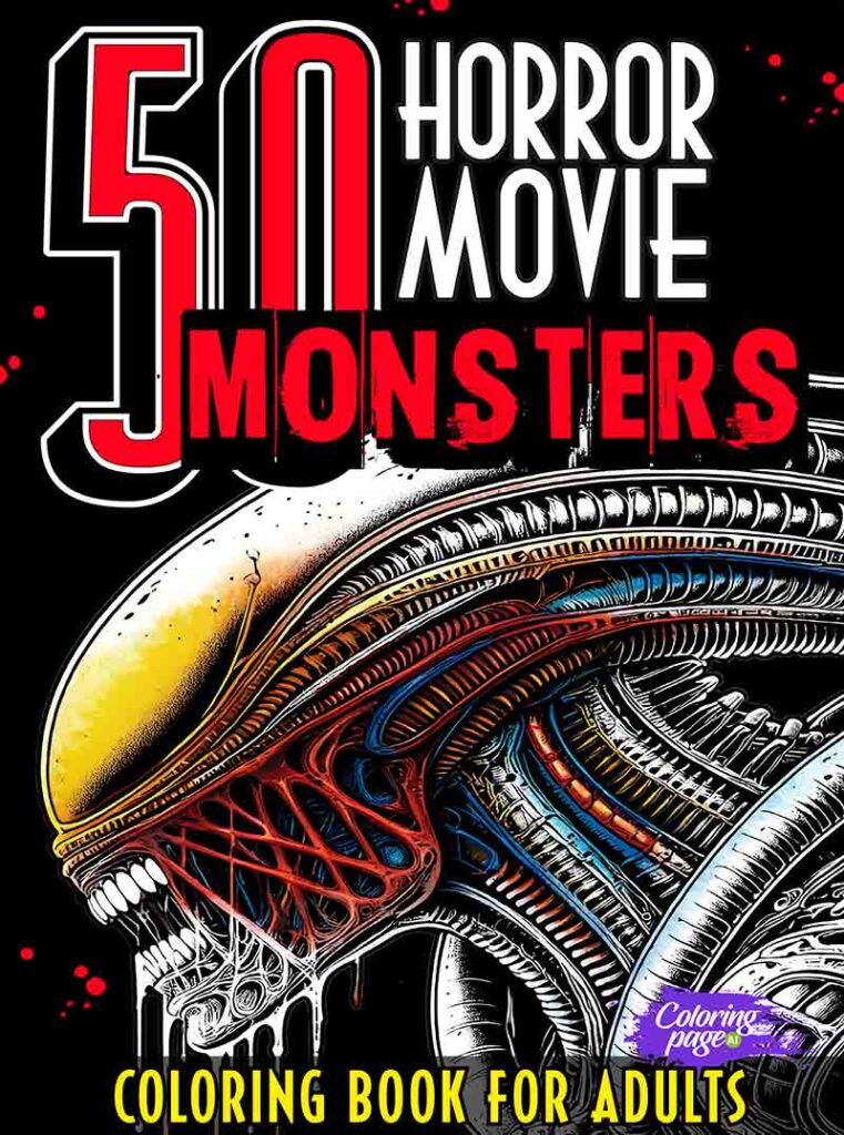 50 Horror Movie Monsters Coloring Book for Adults